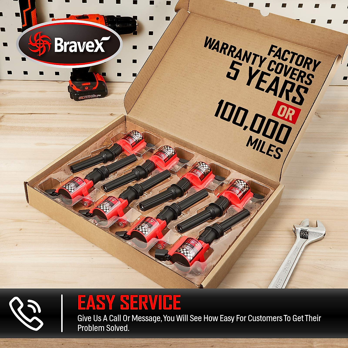 High Performance Ignition Coil 8 Pack For Ford F-150 F-250 F-350 4.6L 5.4L V8 CROWN VICTORIA EXPEDITION MUSTANG LINCOLN MERCURY Upgrade Compatible with DG508 DG457 DG472 DG491 (RED)