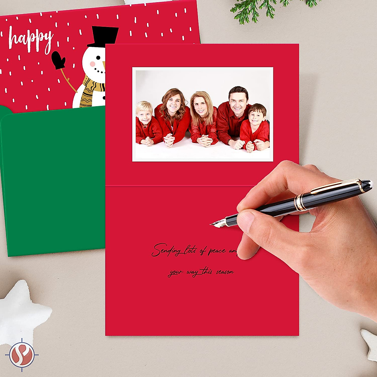 Blank Red A2 (4.25" x 5.5") Cards with Green Envelopes – Great for Customized and Personalized Holiday, Christmas and New Year Greetings, Party Invitations, Thank You Cards and Announcements – 25 SETS