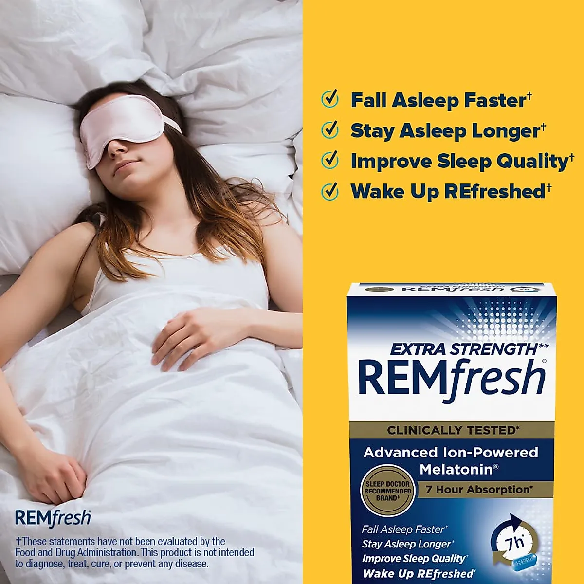 REMfresh Extra Strength 5mg Melatonin Sleep Aid Supplement (36 Caplet) | Sleep Supports Immune Function | #1 Doctor Recommended | Pharmaceutical-Grade, Ultrapure Melatonin