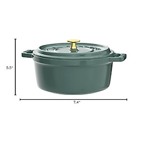 staub La Cocotte Round Z1025-988 Pico Cocotte Round Eucalyptus 5.5 inches (14 cm) Small, Both Handed Casting, Enameled Pot, Induction Compatible, Japanese Authentic Product with Serial Number