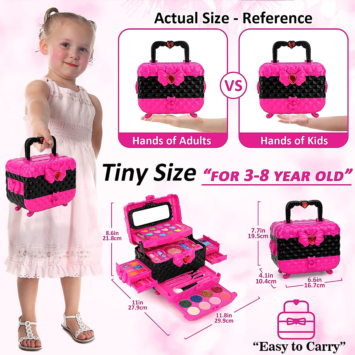 Kids Makeup Kit Girl Toys - Washable Makeup Kit for Kids Real Make up Set Little Girls Makeup for Kids Children Princess Toddlers Christmas Birthday Gift Presents Toys for Girls 3 4 5 6 7 8 Year Old