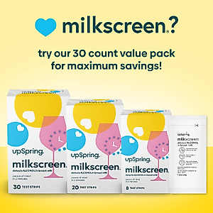 Upspring Milkscreen Test Strips to Detect Alcohol in Breast Milk - at-Home Test for Breastfeeding Moms, Simple Breast Milk Alcohol Dip Test with Accurate Results in 2 Minutes, 20 Test Strips