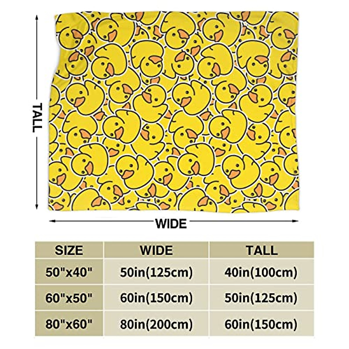 Perinsto Cute Rubber Duck Throw Blanket Ultra Soft Warm All Season Yellow Cartoon Ducks Decorative Fleece Blankets for Bed Chair Car Sofa Couch Bedroom 50"X40"
