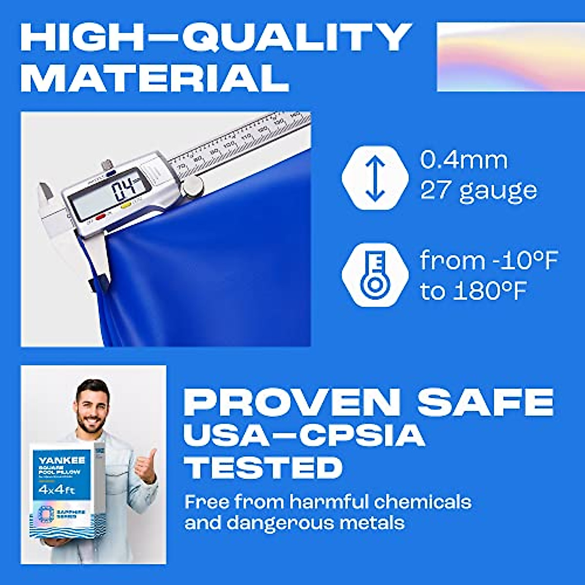 Yankee Pool Pillows for Above-Ground Swimming Pools | Extra Durable 0.4 mm PVC (27 Gauge) Winter Pool Pillow (4x4 ft.)