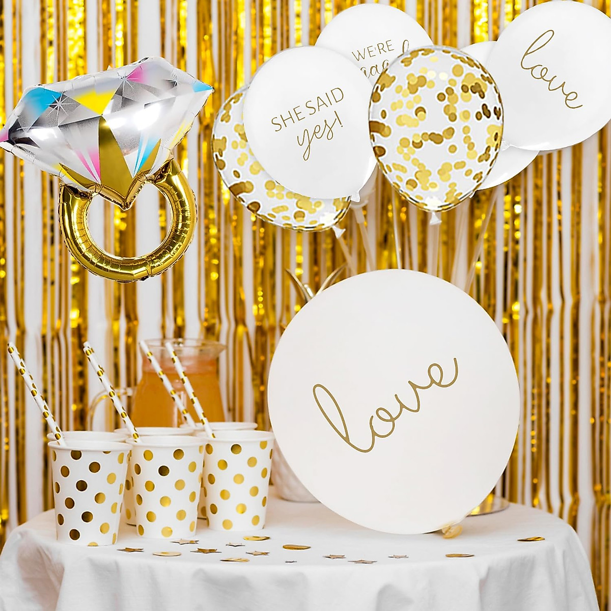 50Pcs Engagement Balloons, Engagement Party Decorations, He Asked balloons, She Said Yes Balloons, Gold Confetti Latex Balloon, Bridal Shower Engagement, Wedding Party Decoration