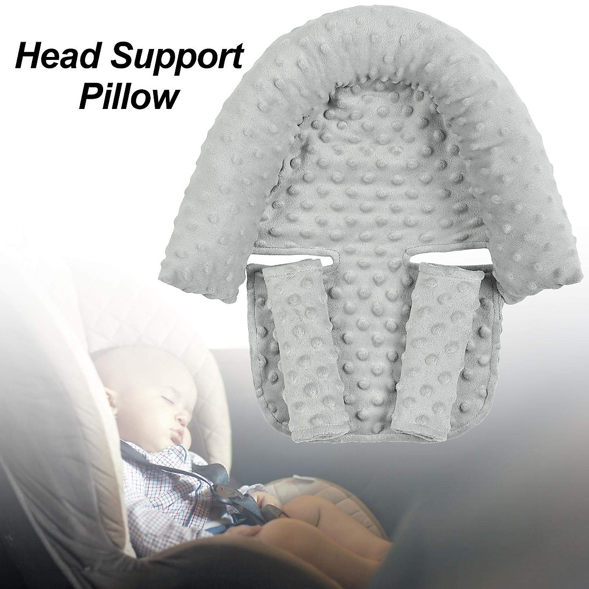 Baby Head Support Cushion, Newborn Baby Pillow Sleep Cushion Body Soft Baby Stroller Support Car Seat Head Baby Head Support and Strap Covers Baby Headrest and Carseat Neck Cover Car Seat Head Hugger