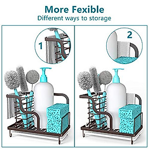 FavoThings Kitchen Sink Caddy Sponge Holder Dish Brush Holder SUS304 Stainless Steel for Home Kitchen