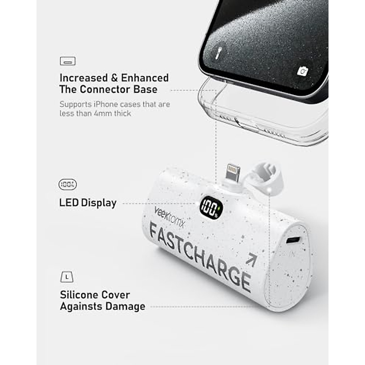 VEEKTOMX Small Portable Charger for iPhone, Fast Charging Power Bank Mini 5000mAh Battery Pack Compatible with iPhone 14/14 plus/14 Pro Max/13/13Pro Max/12/12Mini/11/XR/XS/X/8/,Travel Essentials