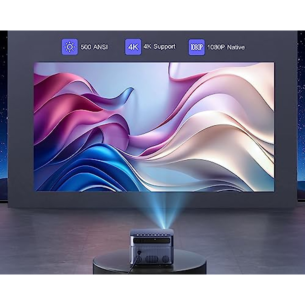 [Auto Focus/Keystone] 4K Projector with WiFi 6 and Bluetooth 5.2, 500 ANSI Lumens WiMiUS P64 Native 1080P Outdoor Movie Proyector, 50% Zoom, Home Projector Compatible with iOS/Android/HDMI/TV Stick