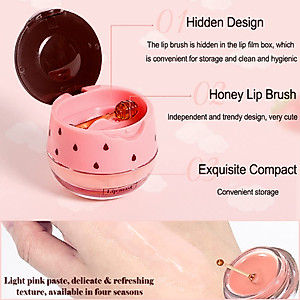 2 PCS Bee Lip Balm Lip Mask Honey Pot, Honey & Strawberry Lip Mask Propolis Moisturizing Lip Balm with Stick - Hydrating Prevention Dry and Cracked Lip Scrubs Exfoliato Lip Wrinkle Care