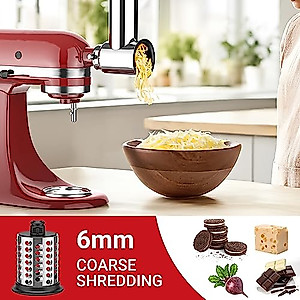 Stainless Steel Slicer/Shredder Attachment for KitchenAid Stand Mixer, Salad Machine with Vegetable Slicer, Salad Maker, Grinding Powder, Cheese Grater by Cofun