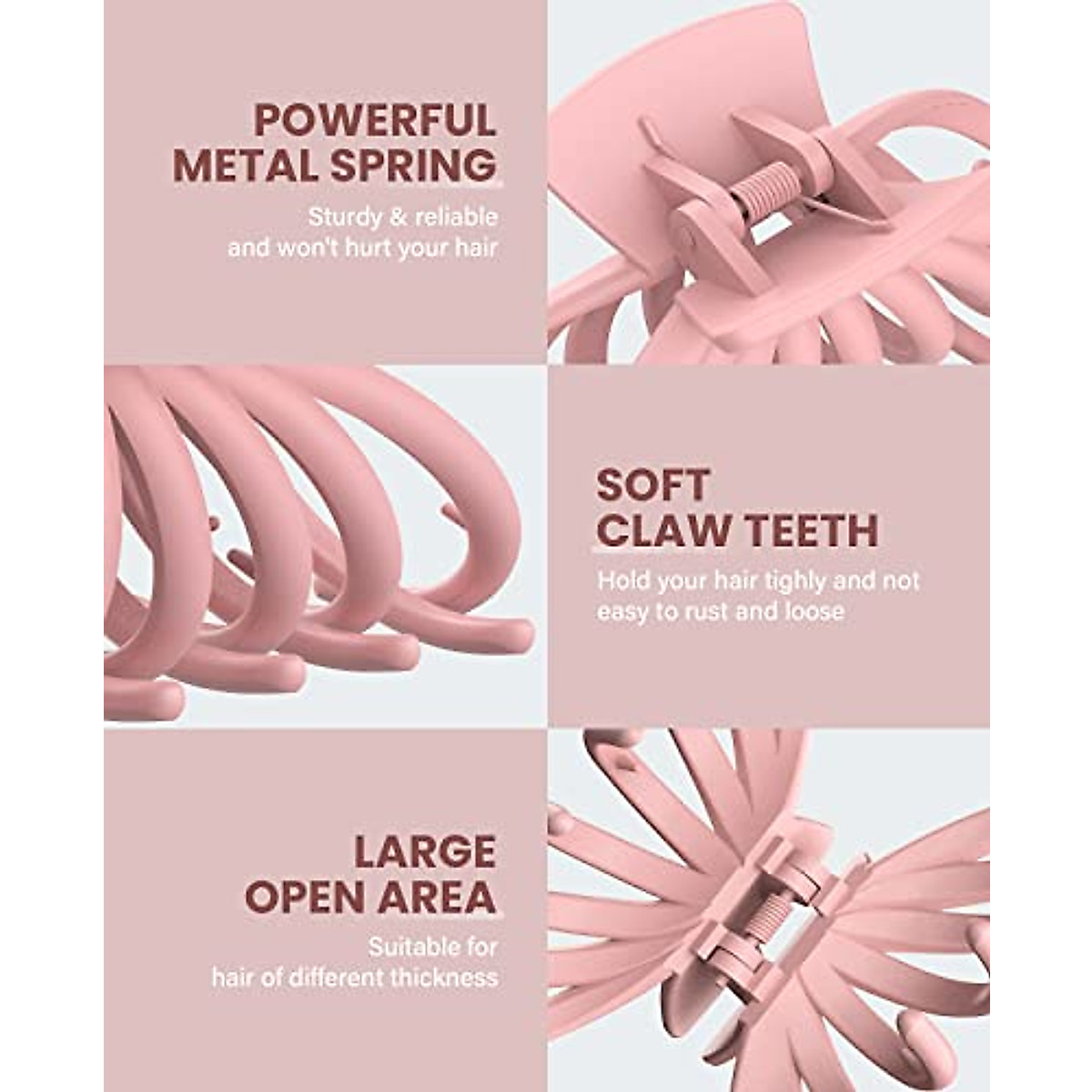 Hair Clips for Women - OPAUL Matte Nonslip Large Hair Claw Clips for Thick and Thin Hair, 4.7 Inch Strong Hold Big Hair Clips Fashion Hair Styling Accessories Christmas Gifts for Women Girls (4 Pack)