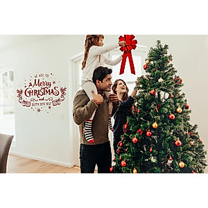 3pcs Red Velvet Ribbon Christmas Bows with Gold Wire, Handmade(26”x 12”) Large Ribbon Bows, Thanksgiving / Christmas Tree Topper, Garland/ Wreath Bow, Tree Topper, Wired Red Christmas Bows