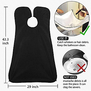 Beard catcher, Beard Bib Apron for Men, Non-Stick Beard Cape for Trimming, Beard Apron, Cape for Men Shaving, Gifts for Men (A37-Black)
