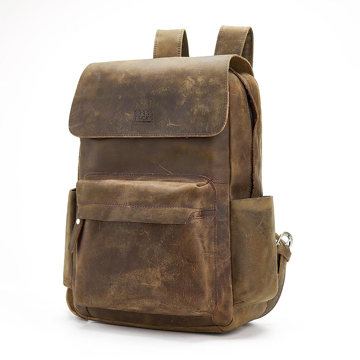 BRASS TACKS Leathercraft Leather Rucksack Backpack Casual Travel Satchel Bag Daypack For Men Women 15.6 inch Laptop Bookbag
