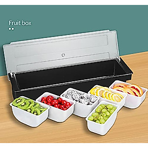 Ice Chilled Serving Tray Condiment Ice Cooled Condiment Dispenser Serving Container Chilled Garnish Tray Bar Caddy for Home Work or Restaurant Black 1 Durable Bar Caddy - 3 Compartments