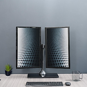 VIVO Freestanding Dual Monitor Stand with Sleek Glass Base and Adjustable Arms, Mounts 2 Screens up to 32 inch and 22 lbs Each, Black, STAND-V002FG