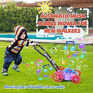 Bubble Lawn Mower for Toddlers, Girls Toys Music Bubble Machine, Outdoor Outside Garden Toys, First Birthday Toys Gifts for Baby Age 1 2 3 4 Year Old Boys Girls