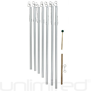 Set of 7 Chakra Tuned Healing Chimes with Framed Wood Stand - Includes 7 Chimes, Stand, & Mallet/Great for Sound Therapy & Chakra Balancing