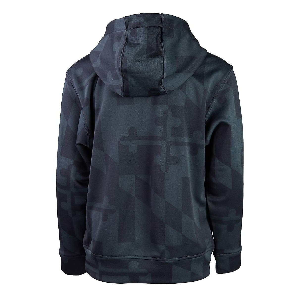 Covalent Activewear Maryland Flag Souvenir YOUTH Gift Hoody with Front Kangaroo Pockets and Hidden Media Player Pocket Graphite/Black