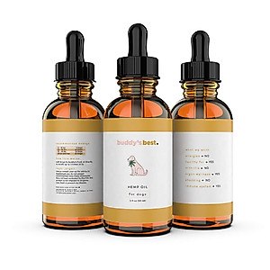 Buddy's Best Hemp Oil Treats for Pets - 100% Cold Pressed Hemp Seed Oil - Omega 3 & 6 for Hip & Joint Health, 2 x 1oz