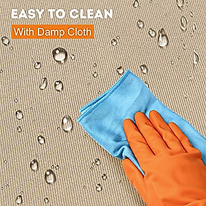 CAMPROS Rectangular/Oval Patio Furniture Cover with Roof Pole, Waterproof Outdoor Table Chair Set Covers, Fade Resistant Cover for Outdoor Furniture Set, UV Resistant, 134" L x 84" W x 56" H - Beige