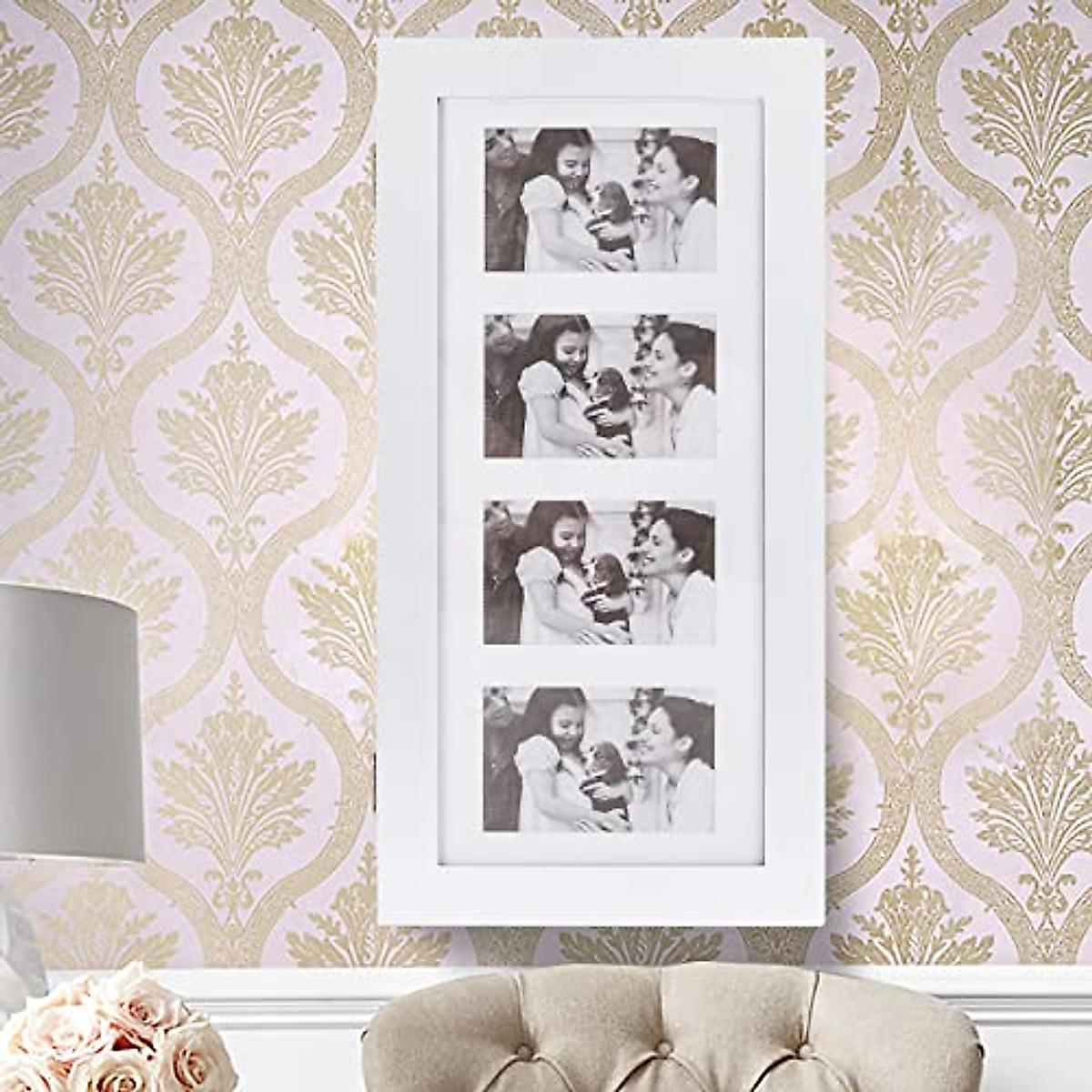 Bonnlo Jewelry Armoire with Photo Frame, 23.62 x 11.81 x 3.55 inch, Small Storage Jewelry Cabinet Organizer, Wall Mount (white)