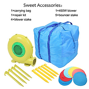 Slide Bouncer,Kids Bounce House,Inflatable Bouncy Jumping Castle with Slide, Indoor/Outdoor Bouncer House with Stakes, Repair Patches, and Storage Bag (Without Air Blower, Rocket)