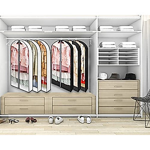 OUPAI 40" Garment Bags for Hanging Clothes Closet Storage with 4" Gussets, Clear Clothes Protectors for Hanging Clothes Suit Cover for Coats, Shirts, Sweaters Storage (White,3 Packs)