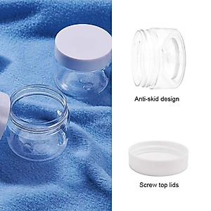 24 Pcs 1oz Plastic Cosmetic Jars,Round Leak Proof Clear Container with Lid,Wide-Mouth Refillable Small Storage Containers for Slime,Cosmetic,Lotion,Candy,Craft