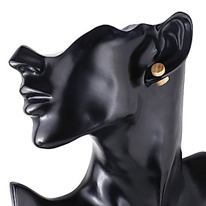 JewelrieShop Fake Plugs Wood Stud Earrings Fake Gauge Natural Wood Cheater Plugs Faux Gauges Earrings for Men Women (8-10mm, 17 Gauges)