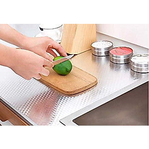 MULLSAN Kitchen Backsplash Self-Adhesive Aluminum Foil Texture Oil Dust Resistant Removable High Temperature Resistant DIY Stickers Liner Paper Decorative Drawer Liner 24inch by 118inch