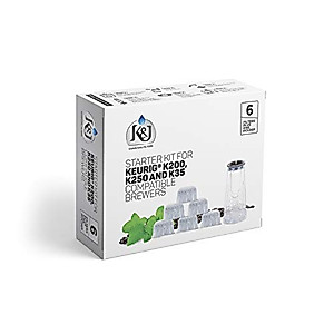K&J Replacement Keurig Starter Kit for K200, K250, K35, and K-compact Brewers- Includes Rear Reservoir Filter Holder And 6-pack of Keurig 2.0 Compatible Water Filters