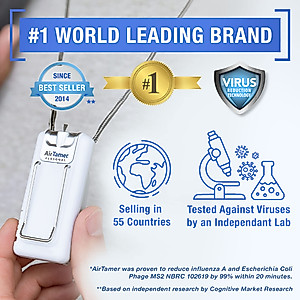 AirTamer A302 | Small Personal and Portable Air Purifier | Lithium Battery Operated | New Electrostatic Purification Technology, Proven Performance, Metal Travel Case