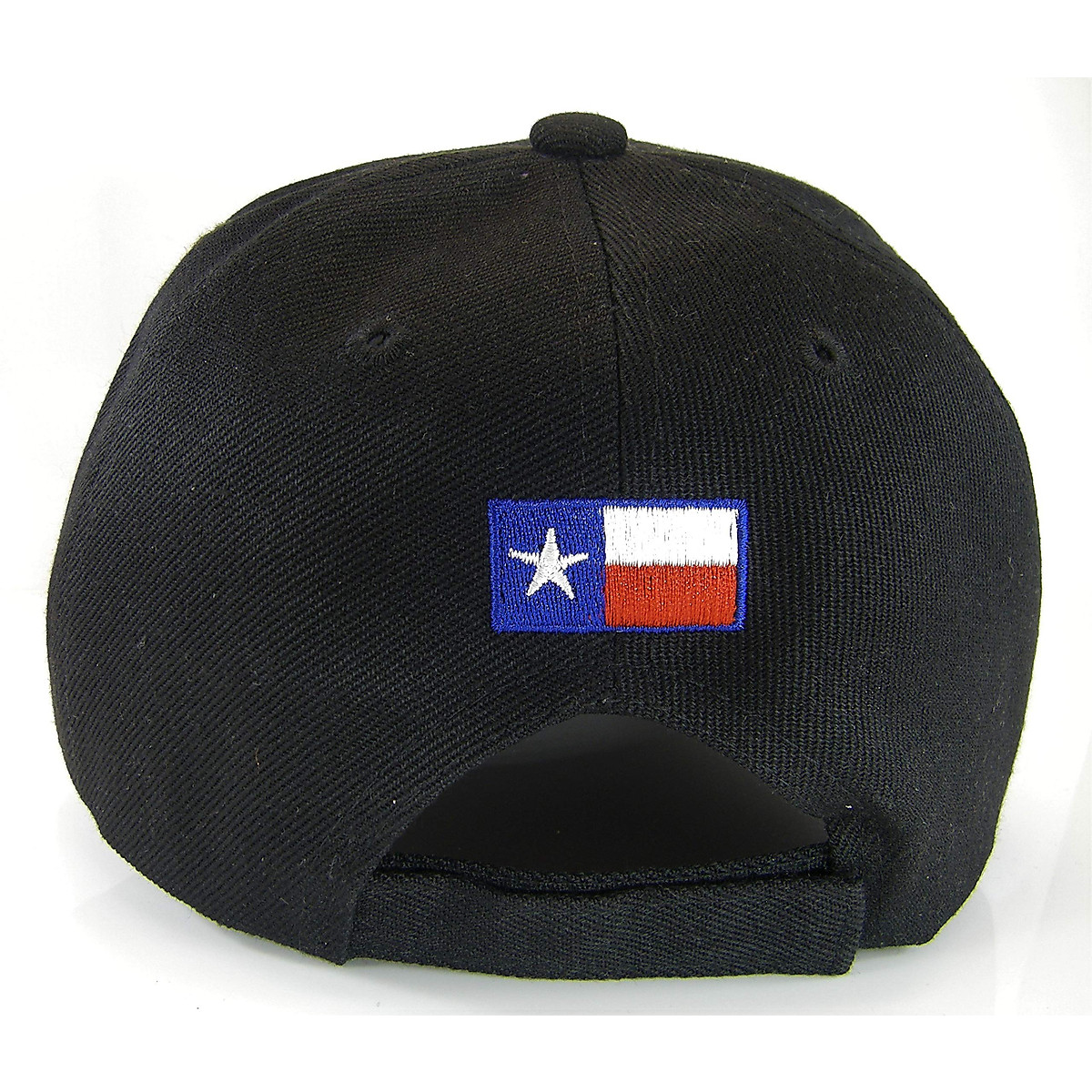Texas Longhorn & State Flag Adjustable Baseball Cap (Black)