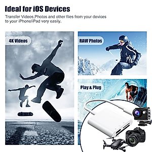 SD Card Reader for iPhone/iPad,PuavntView Micro SD Card Adapter,Memory SD Card Reader Trail Camera Viewer for iPhone iPad,Plug and Play