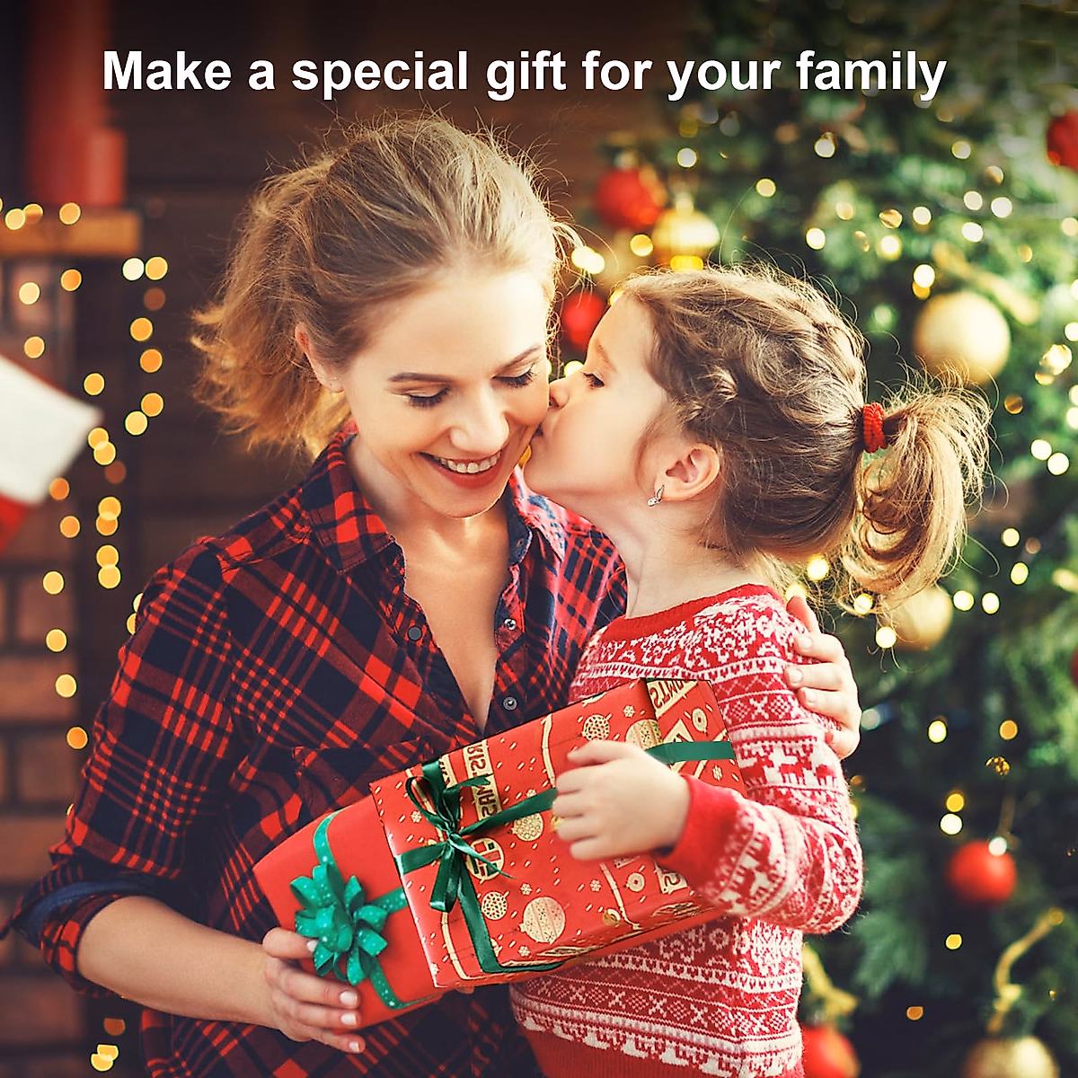 DIYCICO 12 Sheets Christmas Wrapping Paper Holiday Woodland Gift Scene with Christmas Tree, Snowflakes, Red Truck, Santa Claus, snowman, 28 x 20 Inch, Heavy Thicker Folded Flat Paper (Not Rolled)