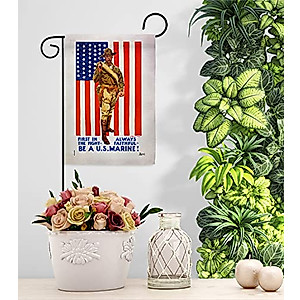 First in The Fight Garden Flag - Armed Forces Marine Corps USMC Semper Fi United State American Military Veteran Retire - House Decoration Banner Small Yard Gift Double-Sided Made USA 13 X 18.5