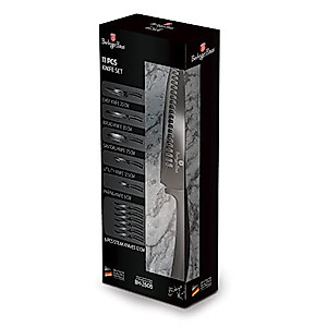 Berlinger Haus 11 Piece Knife Set, Eco Friendly Knives Set for Kitchen, Cooking Knives with Ergonomic Handles, Sharp Cutting Stainless Steel Chef Knife Set, Black