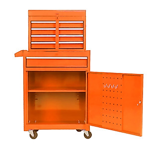 Dithoko 5-Drawer Rolling Tool Chest Cabinet, High Capacity Tool Box Storage Cabinet with Adjustable Shelf, Removable Tool Box Organizer with 4 Wheels for Garage Warehouse - Orange