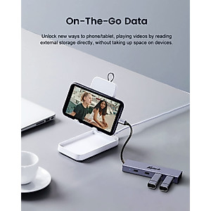 USB C Hub, 4 Port 10Gbps USB C to USB Adapter USB 3.1 Hub GEN2, USB C Splitter Thunderbolt 3 Compatible, PD100W Powered USB C Hub, USB-C Hub for Laptop, Mobile, Tablet, PC