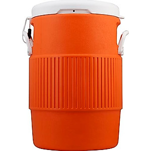 Igloo 5 Gallon Portable Sports Cooler Water Beverage Dispenser with Flat Seat Lid, Insulated Beverage Dispenser, Orange/White