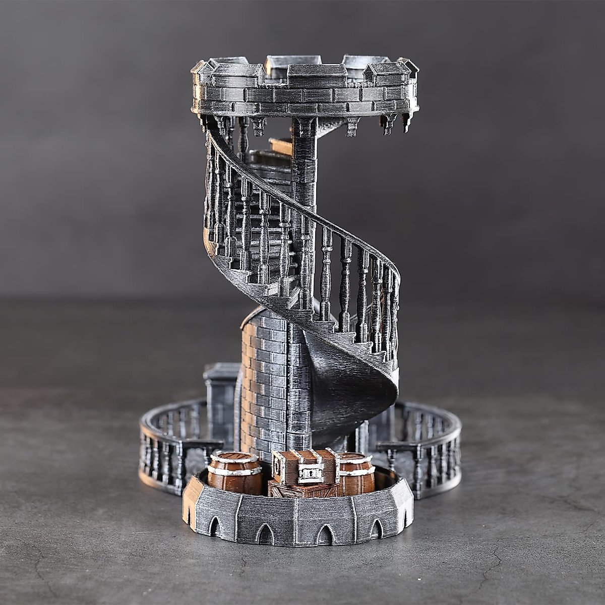 AUSPDICE DND Dice Tower - 36 Step Retro Color Tower for High Randomness in Table Games Like Dungeons and Dragons - Perfect Role Playing Game Gift (Ancient Silver Color)