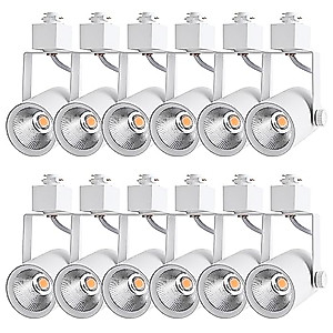 KsDhewi 12 Pack LED Track Lighting Heads Compatible with Single Circuit H Type Rail Ceiling Spotlight for Accent Task Wall Art Exhibition Lighting 7W 3000K Warm White 24D White