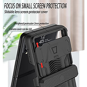 COCOING for Samsung Galaxy Z Flip 3 Case with Hinge Protection Device and Sliding Camera Protection Cover,Military-Grade Armor Protection Case for Samsung Z Flip 3 5G (Black)