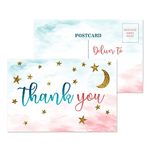 Yuansail Baby Shower Thank You Postcards, Stars Appreciation Post Cards, 25 cards â€“ (bb010-ganxie)