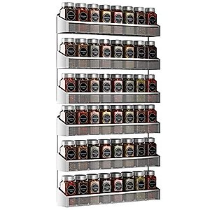 Auledio 2 Pack Spice Rack Organizer, 3 Tier Counter-top Stand or Wall Mounted Storage Rack Hanging Shelf for Kitchen Cabinet, Cupboard, Pantry Door or Bathroom Shower Cosmetic - Chrome