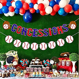 VILIFEVER 2 Pieces Baseball Concessions Banner for Baseball Themed Baby Shower Decorations, Baseball Birthday Banner Garland Baseball Bunting Indoor Outdoor Decor