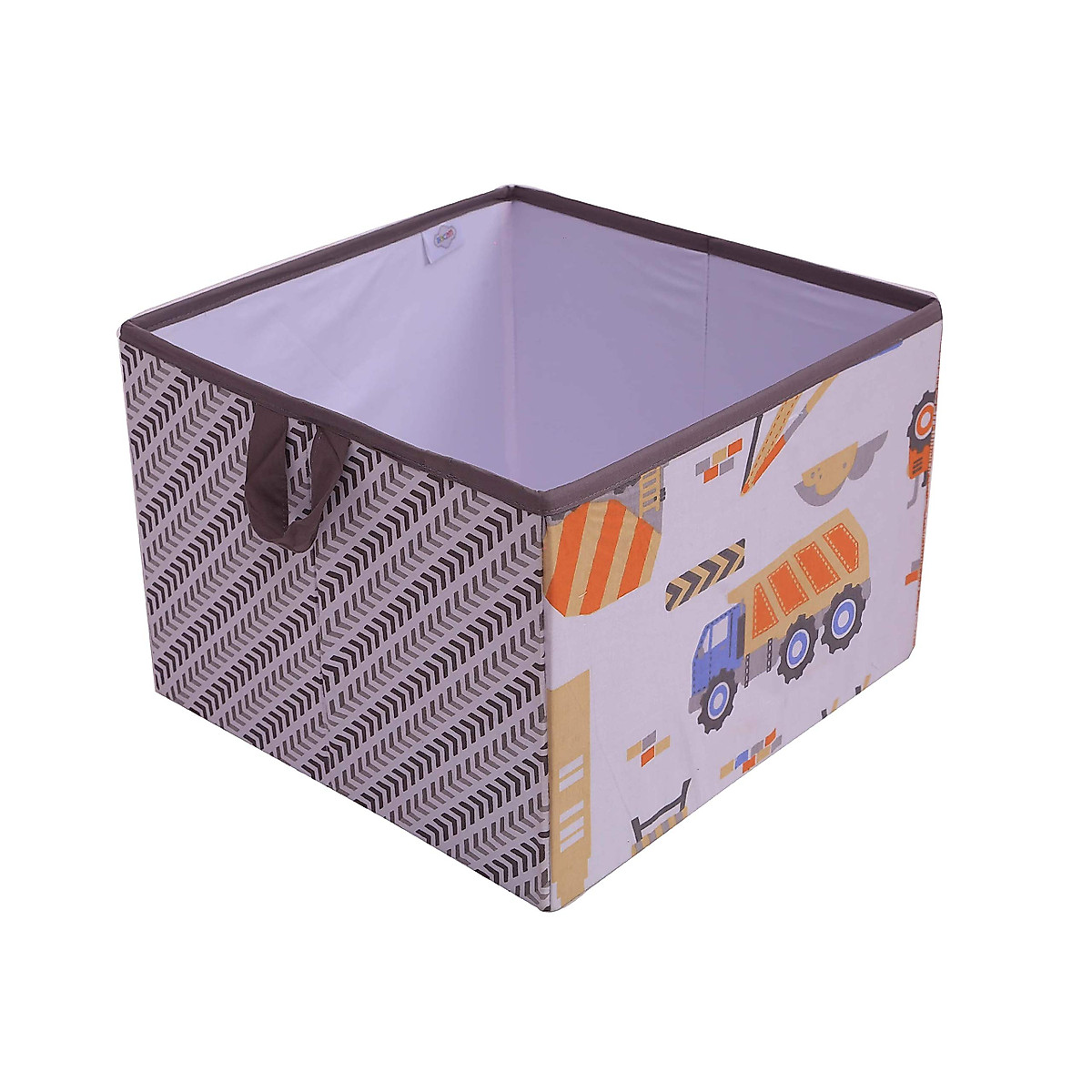 Bacati - Large Storage Tote Construction Yellow/Orange/Grey/Blue Boys 14 X 14 X 10 inches