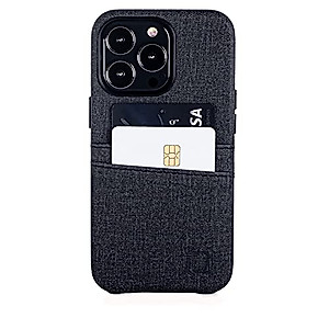 Dockem Wallet Case for iPhone 13 Pro with Built-in Metal Plate for Magnetic Mounting & 2 Credit Card Holder Pockets: Luxe M2, Canvas Style Synthetic Leather (6.1" iPhone 13 Pro, Black)